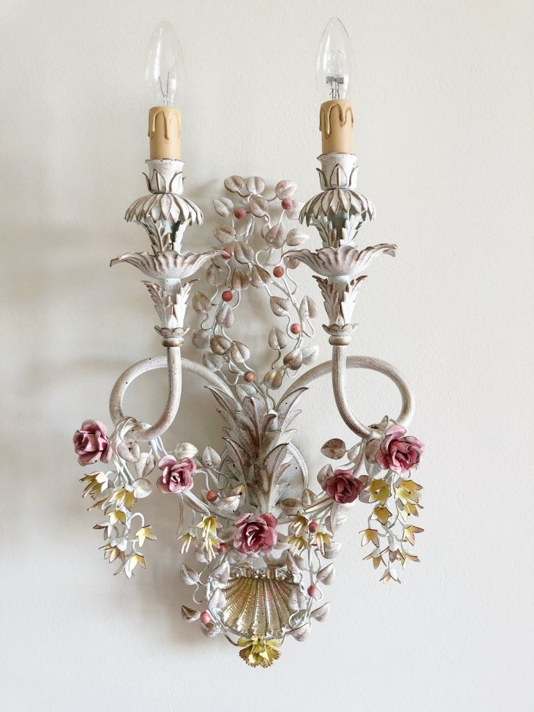 Italian wrought iron floral sconce 2 lights - Lorella Dia
